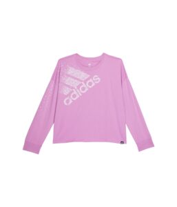 adidas girl's long sleeve waist tee (big kids) medium purple sm (8 big kids)