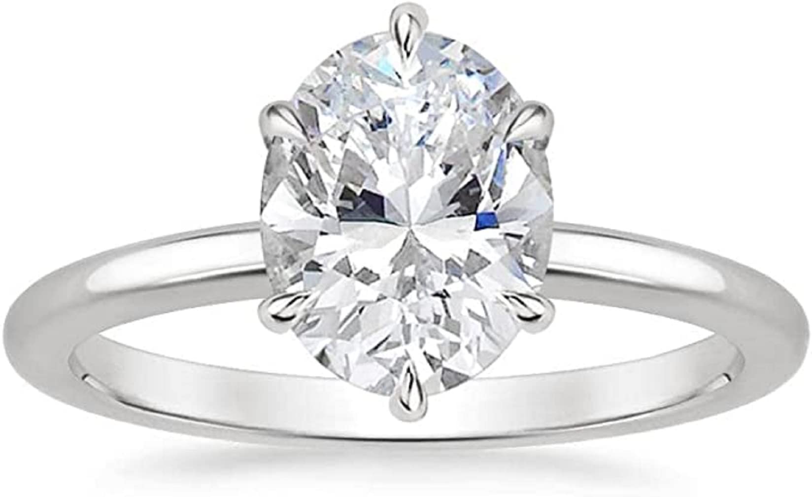 Moissanite World 5 CT Moissanite Oval Engagement Ring Set, Wedding Ring Bridal Set in Sterling Silver, Colorless Moissanite, VVS1 Clarity, Prong Set for Her (6)