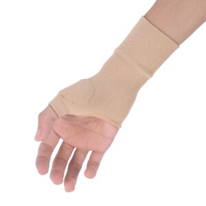 compression thumb gloves, thumb wrist compression gloves, pair of elastic thumb support brace compression wrist support fingerless glove sleeves with gel pad, for sprains joint pain