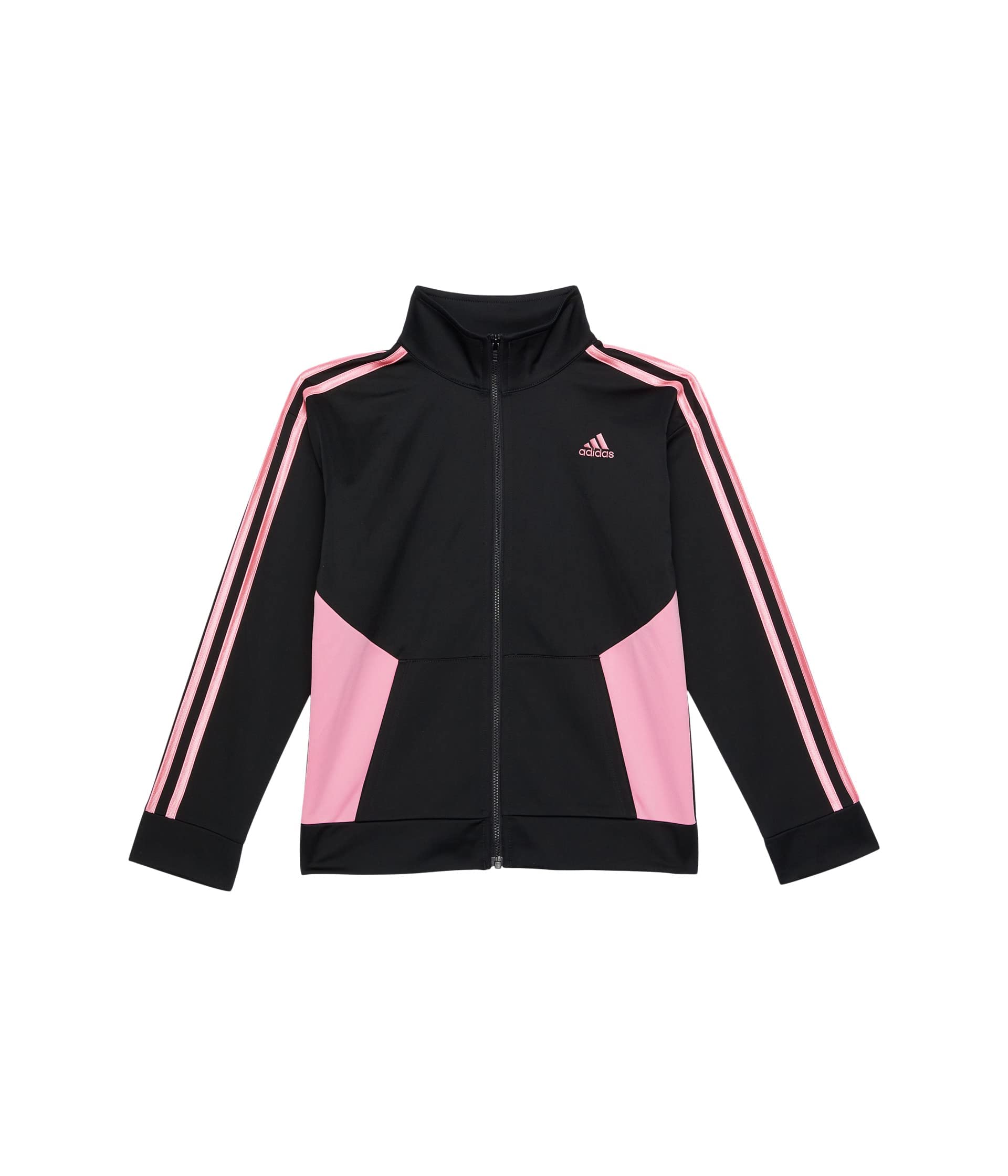 adidas Girl's Essential Tricot Jacket (Big Kids) Black/Pink SM (8 Big Kids)