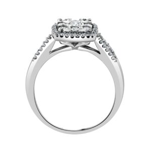 Diamond Wish 1/2 Carat Diamond Cushion Shape Halo Cluster Ring for Women in 10k White Gold (H-I, I2-I3, cttw) Anniversary Engagement Promise Ring Size 7