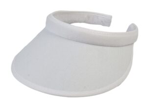 topheadwear sports cotton twill clip-on visor 3.5 inch wide brim, white