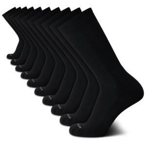 van heusen men's crew socks - 10 pack performance stretch cushioned crew socks - breathable athletic socks for men (6-12.5), size 6-12.5, black