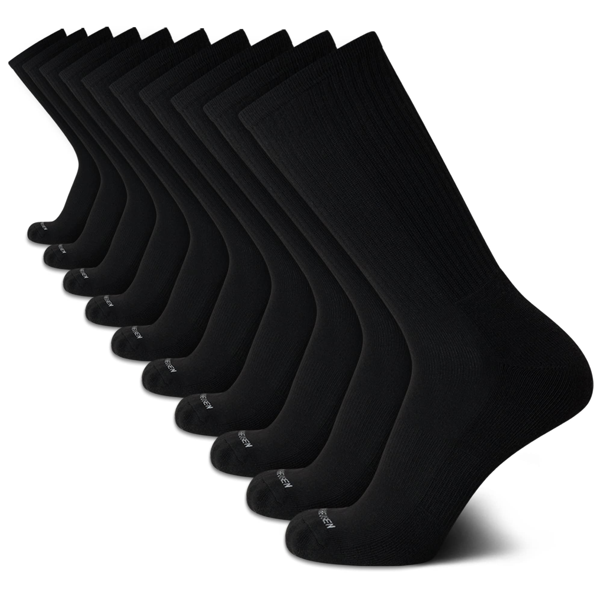 Van Heusen Men's Crew Socks - 10 Pack Performance Stretch Cushioned Crew Socks - Breathable Athletic Socks for Men (6-12.5), Size 6-12.5, Black