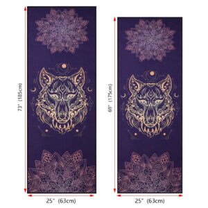 Keemi Non-Slip Yoga Towel Microfiber Yoga Mat Blanket for Hot Yoga Bikram Pilates Gym Towels for Sweat (73"x25", Wolf)