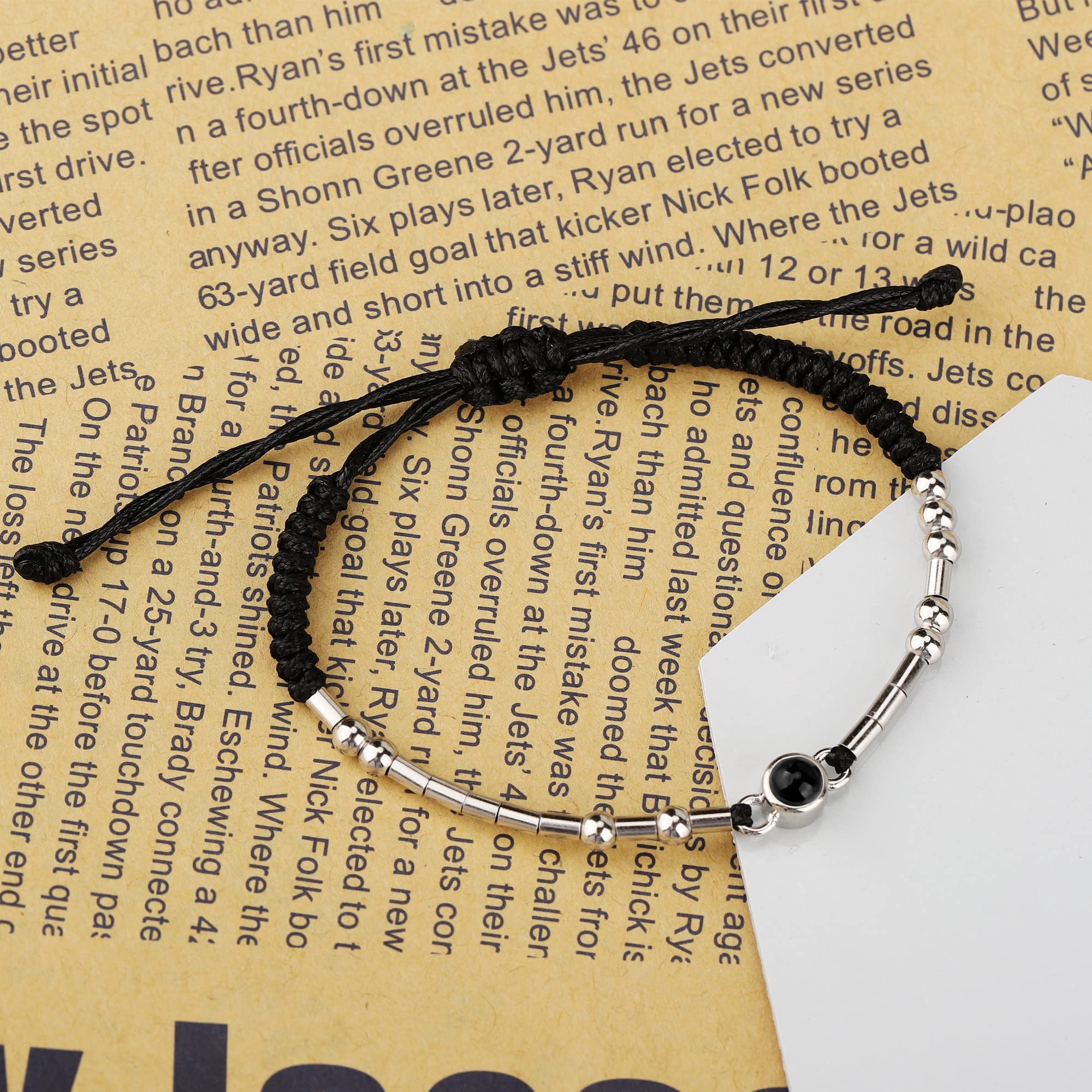 Personalized Photo Bracelets with Picture Inside, Custom Morse Code Picture Bracelets I Love You 100 Languages Projection Adjustable Circle Friendship Bracelet for Women Men Friends Sister Couples