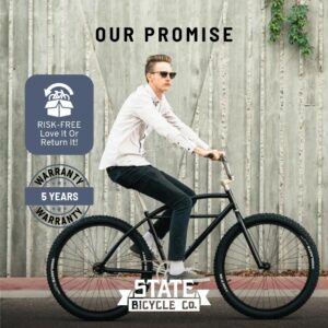 State Bicycle Co. Black Cruiser Bike. Mens Womens Cruiser Bike 27.5-Inch Wheels, Single-Speed Bicycle, Klunker Bike. Rider 5'5" to 6'3" Tall, Black-Metallic