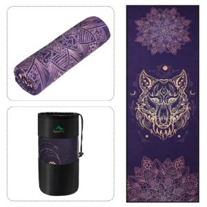 keemi non-slip yoga towel microfiber yoga mat blanket for hot yoga bikram pilates gym towels for sweat (73"x25", wolf)