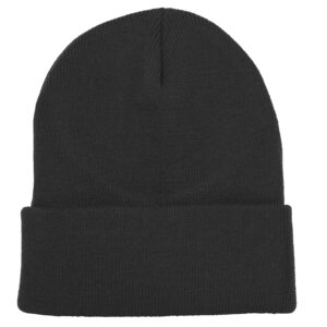 gelante men women warm knit cuffed plain beanie hat skull cap. 2040a-1pc-black