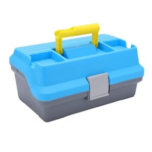 herchr 3 layers tackle box fishing tray tackle box premium large tackle storage portable tackle organizer fishing lure box fishing boxes compact tackle box plastic tool box, blue/gray