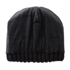 Home Prefer Men's Winter Hats Acrylic Knit Beanie Watch Cap Cold Weather Snow Ski Beanie Hat with Lining Black