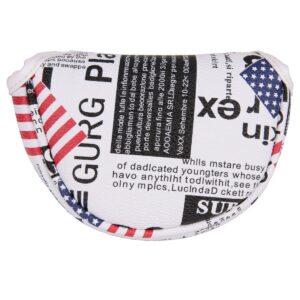 Golf Builder USA Flag Newspaper Print Golf Club Mid Mallet Putter Head Cover Small Mallet Cover with Magnetic Closure