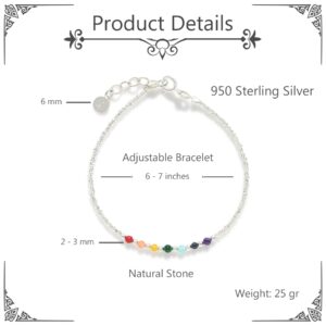 Simbolik 7 Chakra Bracelet - Authentic 925 Sterling Silver - Handcrafted Energy Healing Jewelry for Women - Real Stones & Crystals - Ideal Birthday & Christmas Gift (7 Chakra Bracelet Model 1)