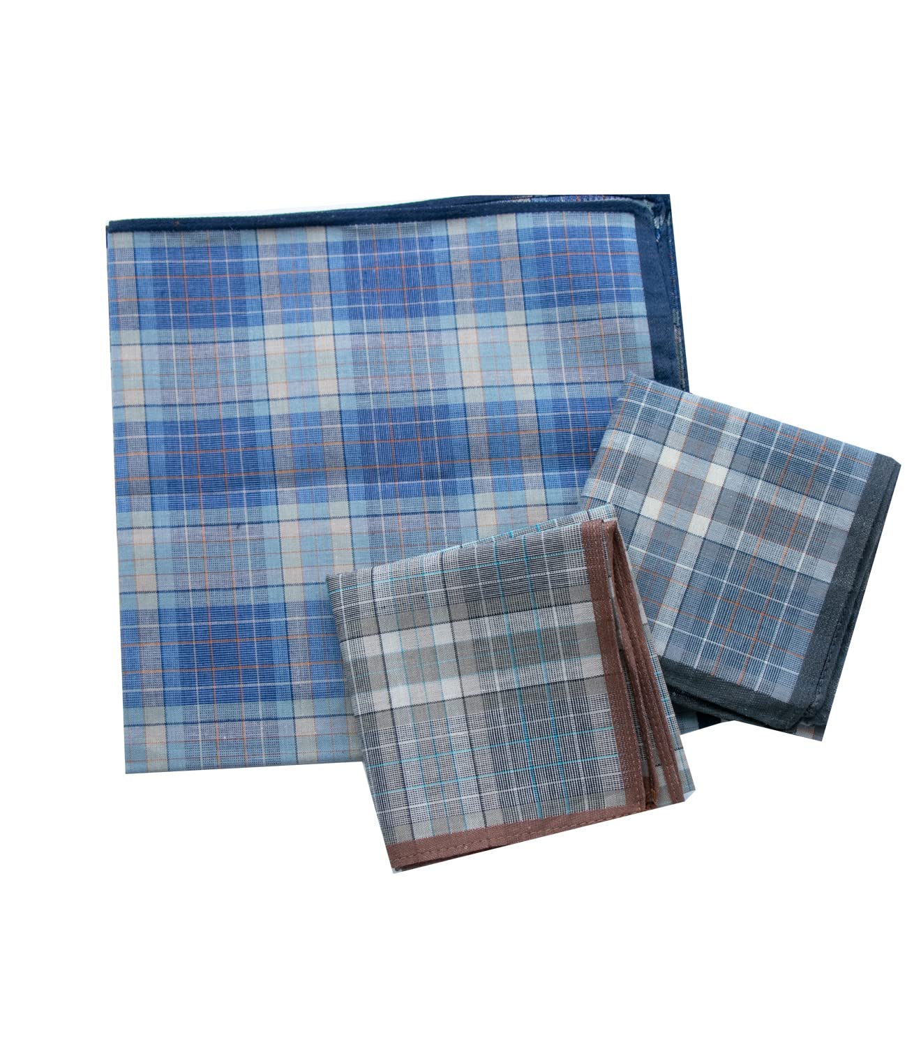 CoCoUSM Mens Cotton Handkerchiefs Plaid Handkerchief for Men Pocket Squares 3PCS