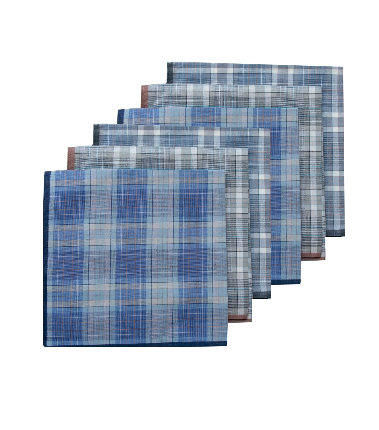 CoCoUSM Mens Cotton Handkerchiefs Plaid Handkerchief for Men Pocket Squares 3PCS