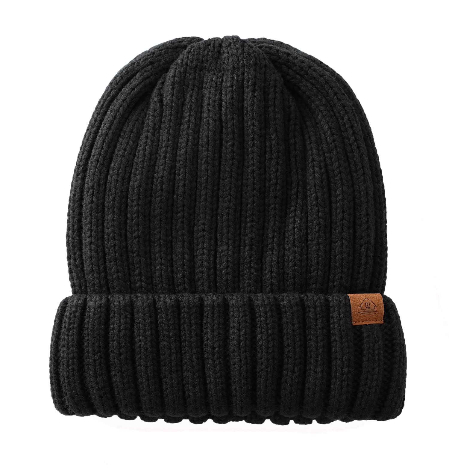 Home Prefer Men's Winter Hats Acrylic Knit Beanie Watch Cap Cold Weather Snow Ski Beanie Hat with Lining Black