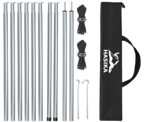 hasika camping tent pole repair kit including ropes stakes adjustable from 30" to 74.8" replacement for tarp awning rainfly 2 set (10 sections)