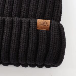 Home Prefer Men's Winter Hats Acrylic Knit Beanie Watch Cap Cold Weather Snow Ski Beanie Hat with Lining Black