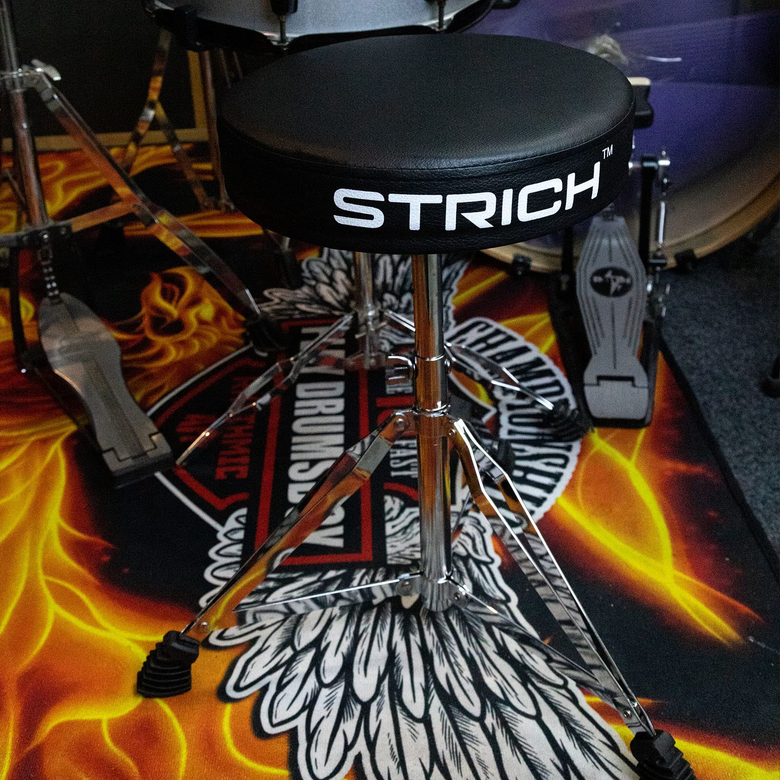 STRICH Drum Stool Set, Padded Seat Height Adjustable Drum Throne with 5A Drumsticks for Adults Beginner Drummers, SDB-10 Standard