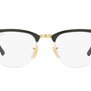 Ray-Ban RX3716VM Clubmaster Metal Square Prescription Eyewear Frames, Green on Gold/Demo Lens, 50 mm