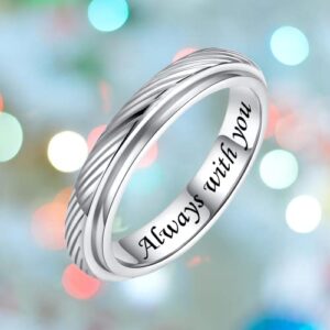 Anxiety Ring for Daughter Fidget Ring for Women - 925 Sterling Silver Rings for Teen Spinner Rings Jewelry for Women Men(Style1 Size8)