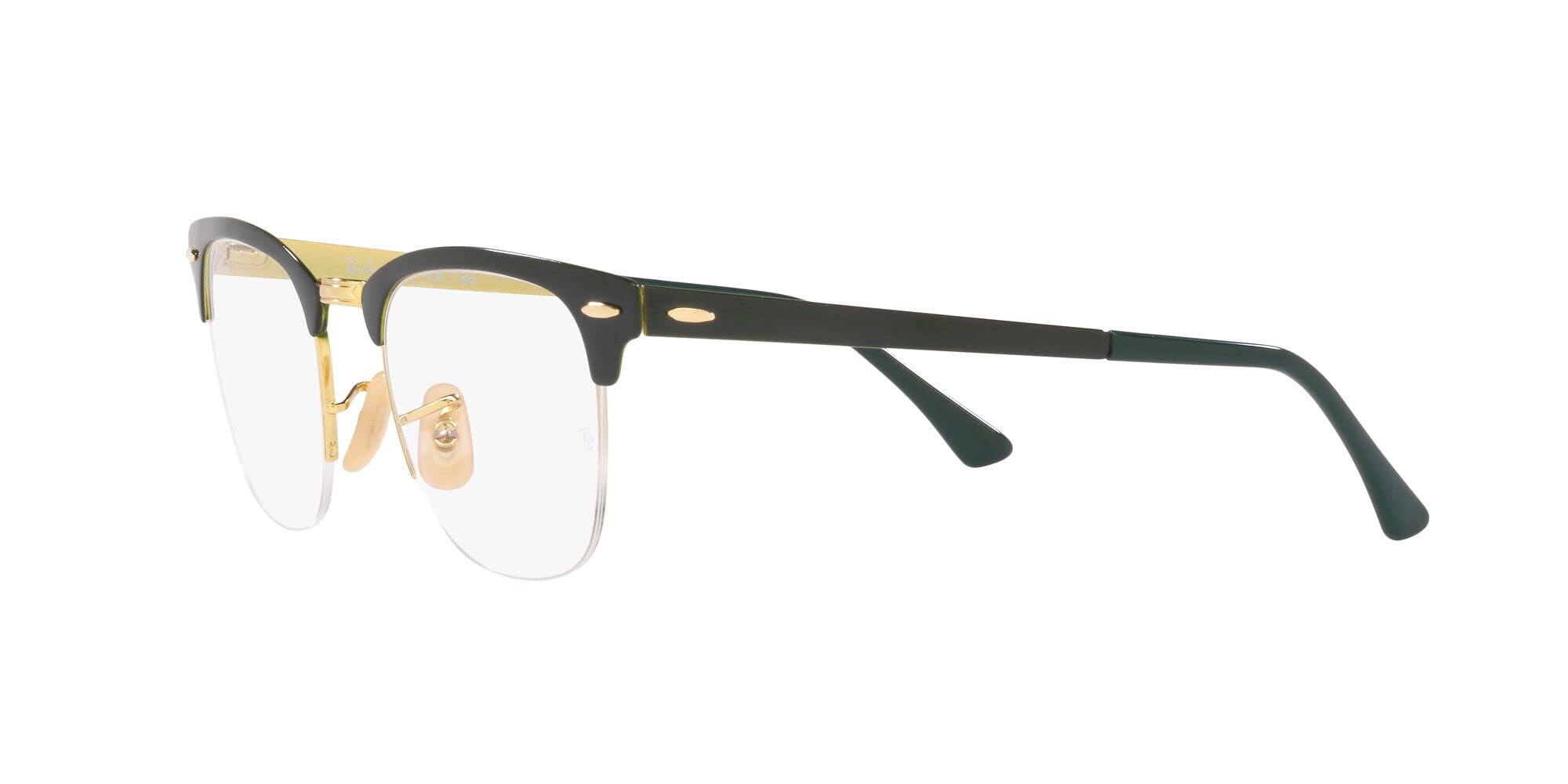 Ray-Ban RX3716VM Clubmaster Metal Square Prescription Eyewear Frames, Green on Gold/Demo Lens, 50 mm