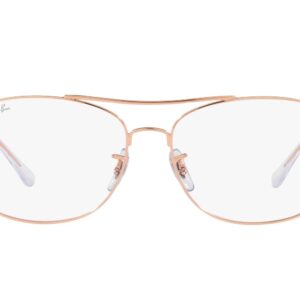 Ray-Ban RX6499 Square Prescription Eyewear Frames, Rose Gold/Demo Lens, 55 mm