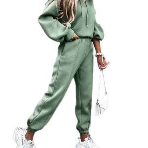 KYLASIEN Women Long SleeveFleece Tracksuit 2022 Winter Casual Hood Sweatshirt Jogger Pant 2 Piece Outfit Loose Fitting Fashion Workout Athletic Loungewear Sets Hoodies