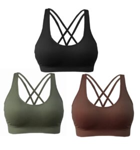 miteiche cross back sport bras for women,padded strappy medium support yoga bra with removable cups,xx-large