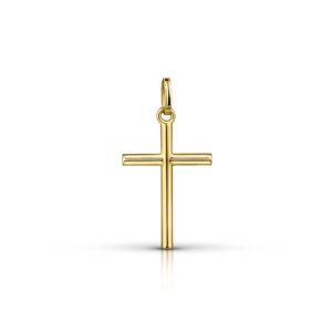 amberta allure unisex 9ct yellow gold cross pendant: small cylindrical cross pendant