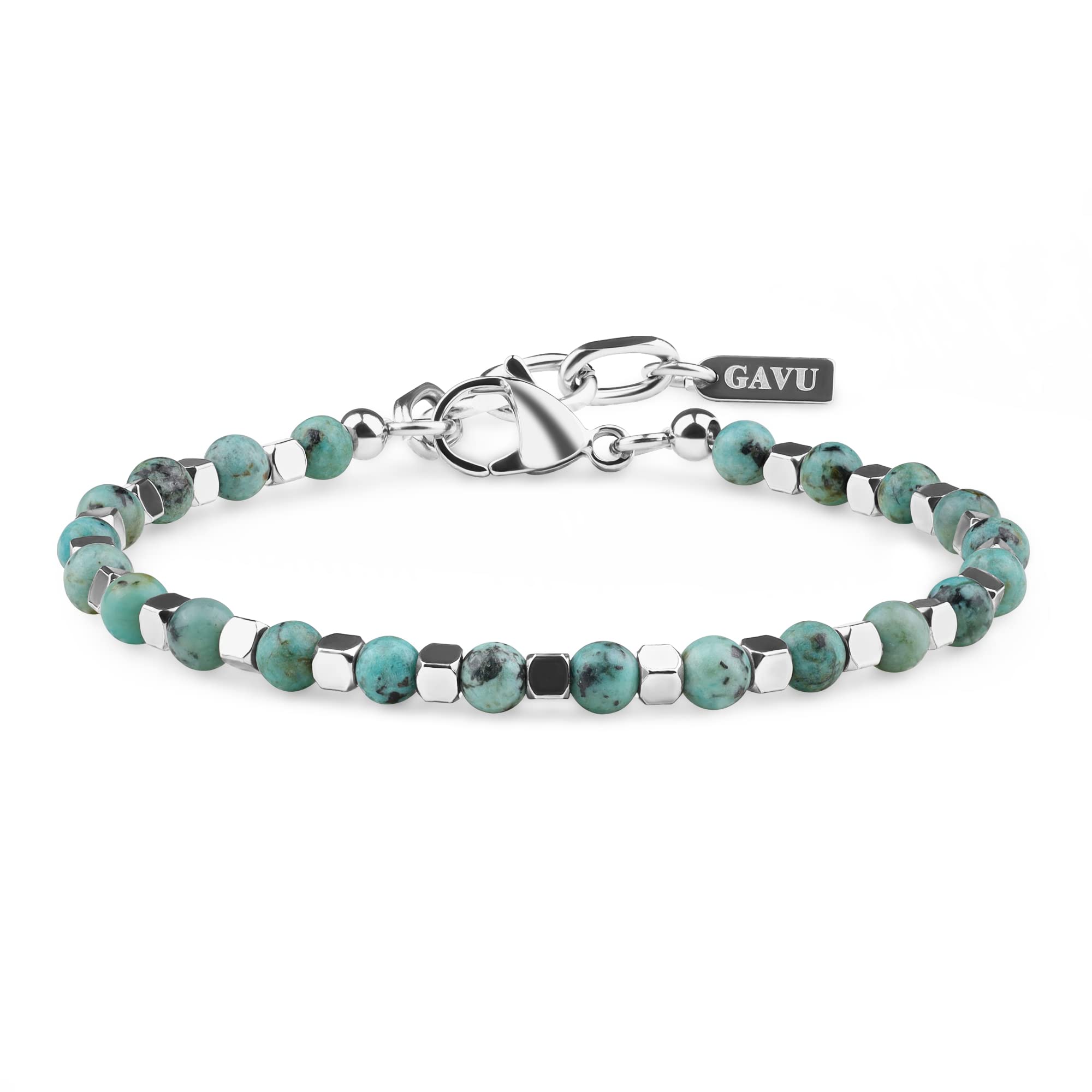 GAVU Semi Precious Gemstone African Turquoise Blue Stone Bracelet