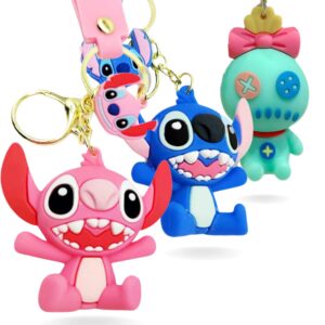 3pcs murine and angel keychain cartoon key chains for kids girls boys couple keychain for keys backpack bag phone keychain gift for birthday christmas new year