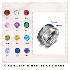 Luxladis Personalized Couples Rings Set for Him and Her Promise Rings for Couples Free Engraving Custom Name Stainless Steel Engagement Rings for Couples Valentines Day (Heart Couple ring)