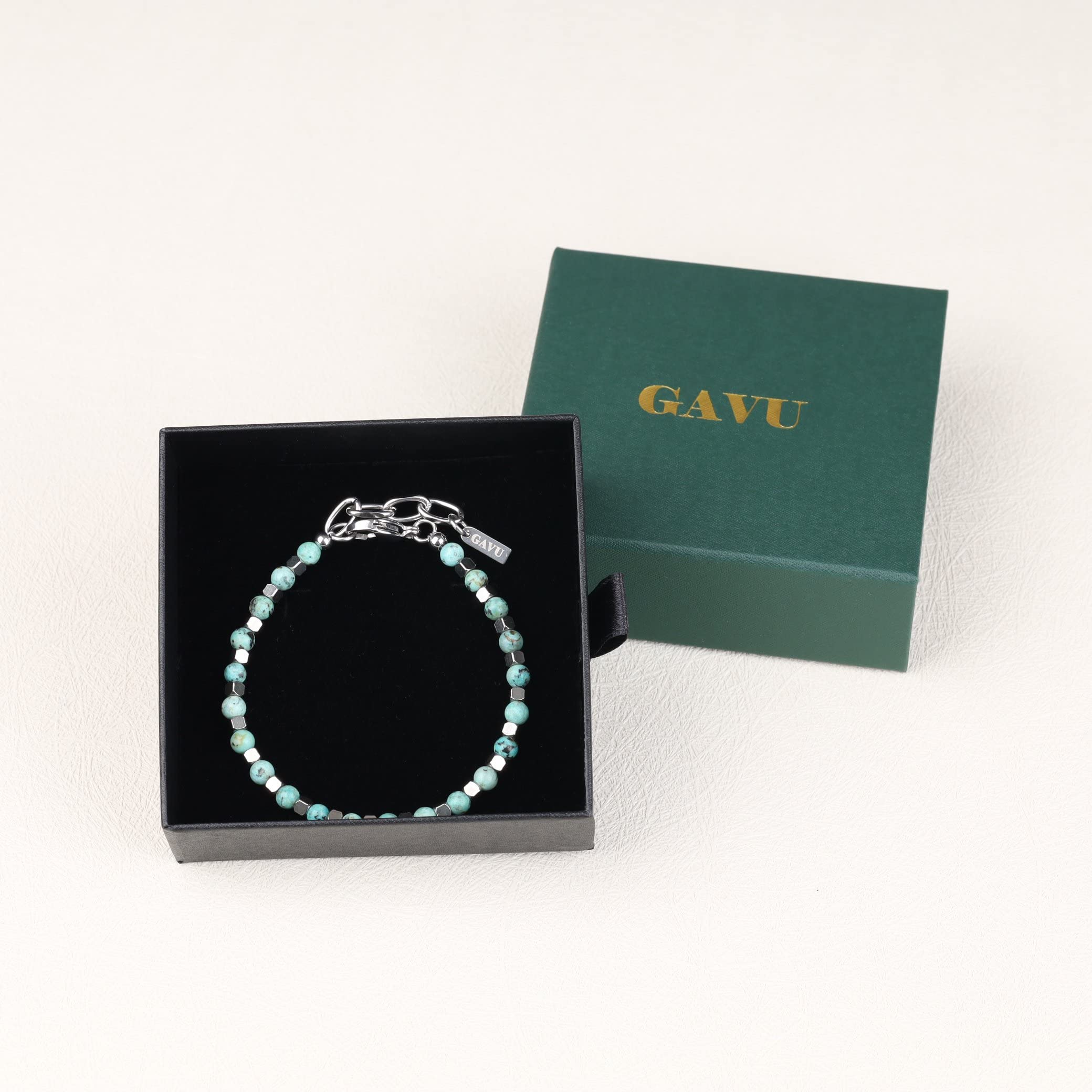 GAVU Semi Precious Gemstone African Turquoise Blue Stone Bracelet