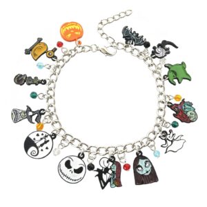 dezhan halloween nightmare before christmas horror bracelet charm, jack sally zero the dog oogie boogi bracelet for women and men