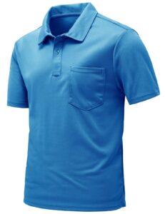 rdruko men's activewear polo shirts short sleeve quick dry outdoor golf sports shirts with pocket(blue, us xl)