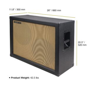 Sound Town 2 x 12 130W Open-Back Guitar Speaker Cabinet, Birch Plywood, Black Tolex, Wheat Cloth Grille (GUC212OBBK)