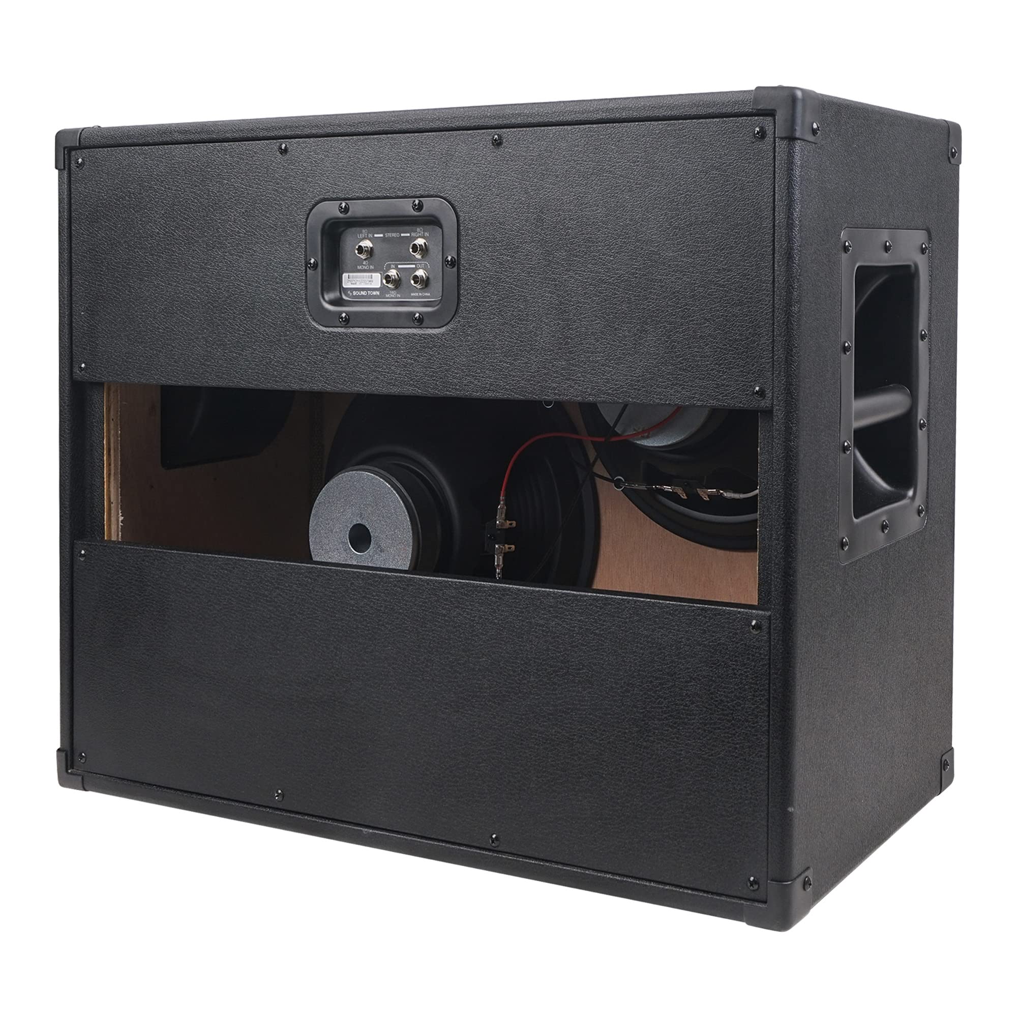 Sound Town 2 x 12 130W Open-Back Guitar Speaker Cabinet, Birch Plywood, Black Tolex, Wheat Cloth Grille (GUC212OBBK)