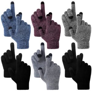 newcotte 6 pairs women's winter touchscreen gloves warm fleece lined knit gloves cold weather gloves for men women (multi colors)