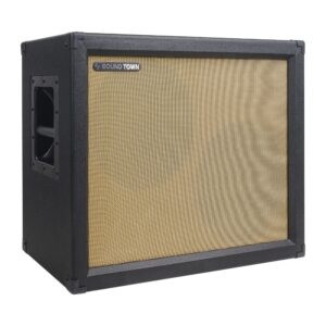 sound town 2 x 12 130w open-back guitar speaker cabinet, birch plywood, black tolex, wheat cloth grille (guc212obbk)