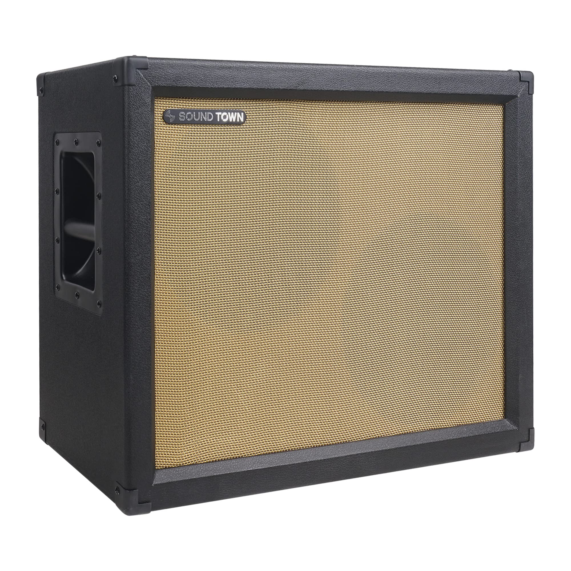 Sound Town 2 x 12 130W Open-Back Guitar Speaker Cabinet, Birch Plywood, Black Tolex, Wheat Cloth Grille (GUC212OBBK)