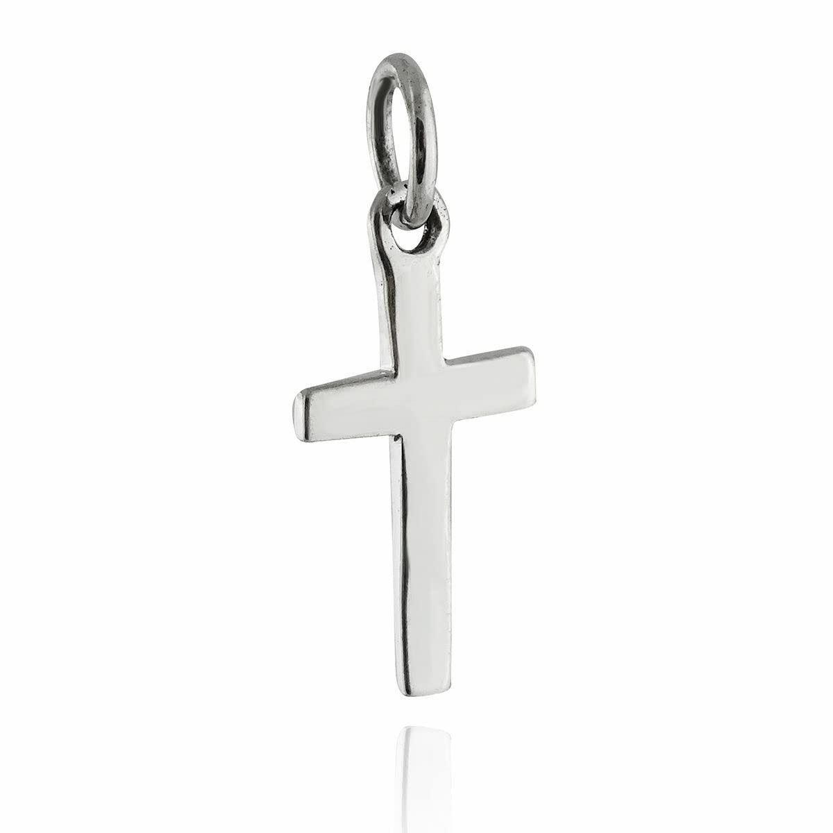 Cross Charm - 925 Sterling Silver - Christian Simple Small Tiny Plain Pendant