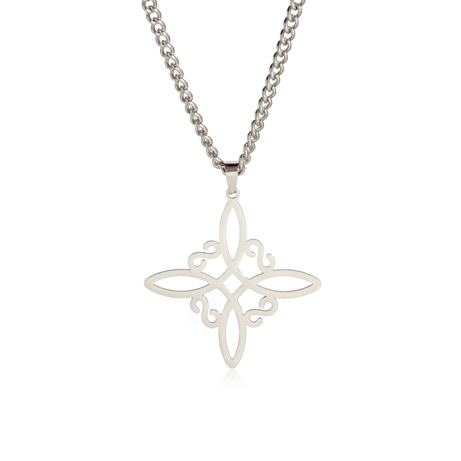 Dreamtimes Silver Color Witch Necklace for Women Celtic Knot Necklace Witches Knot Protection Amulet Triquetra Necklace Wiccan Jewelry Satanic Necklace Witch Pendant Jewelry (Silver)