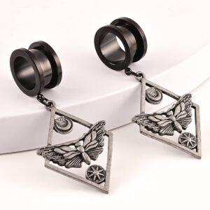 Atomhole 2 PCS Vintage Design Ear Gauges 316 Stainless Steel Beautiful Ear Plugs Tunnels Gauges for Ears Stretcher Piercing Body Jewelry (12mm(1/2"))