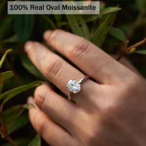 IMOLOVE Moissanite Oval Engagement Rings for Women 1.5CT Oval Ring Sterling Silver 18K White Gold Plated Solitaire Engagement Ring Promise Ring Wedding Ring for Her-70