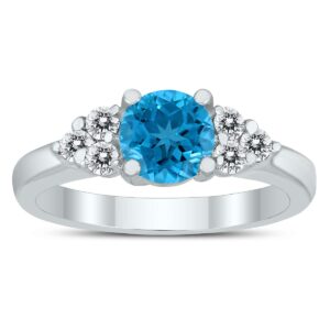 6mm blue topaz and diamond cynthia ring in 10k white gold