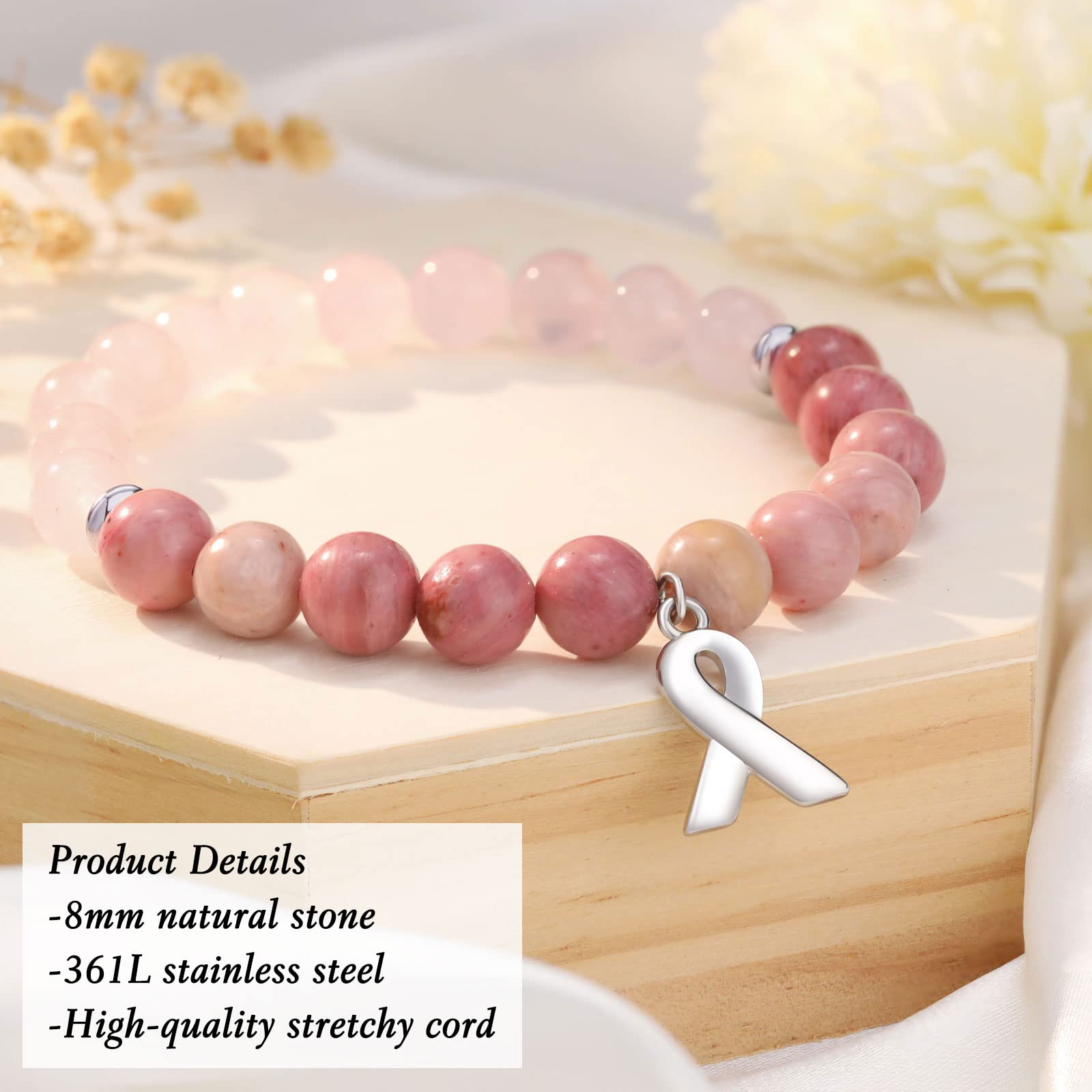 PINKDODO Cancer Gifts for Women, Breast Cancer Survivor Bracelets Gifts for Women, Inspirational Breast Cancer Awareness Bulk Gifts for Cancer Patients Female Her