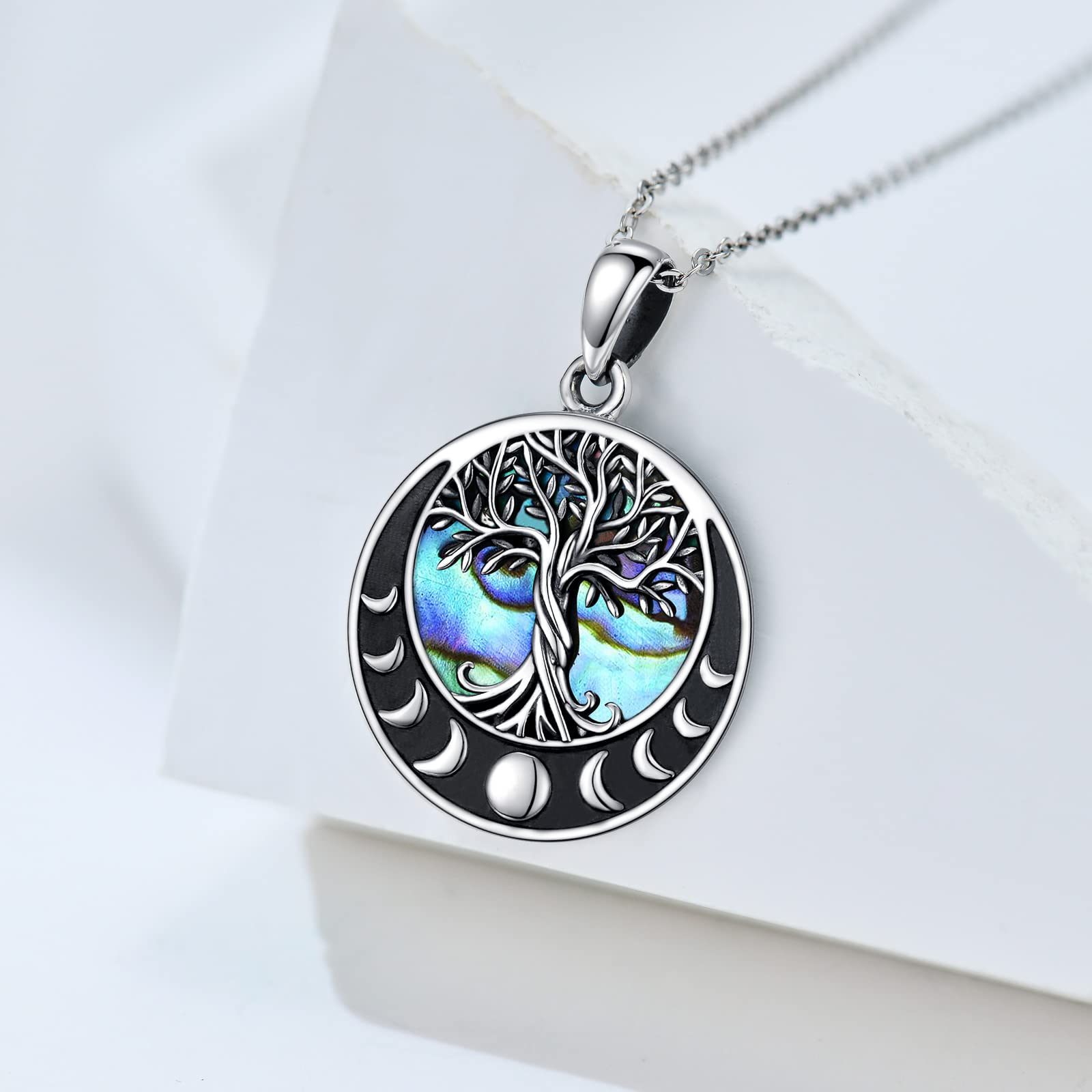 ONEFINITY Tree of Life Necklace 925 Sterling Silver Moon Phase Tree of Life Pendant Necklace for Women Family Tree Christmas Jewelry Gifts