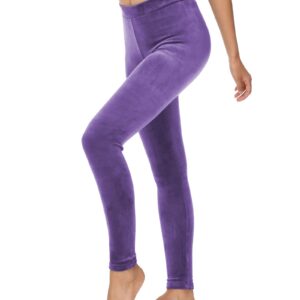 COZZYON Women Velour Leggings, High Waist Soft Leggings Warm Winter Velour Yoga Pants(Purple,L)