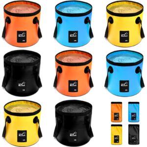 tessco collapsible bucket with handle collapsible sink camping 5 gallon folding bucket portable wash basin 20 l camp water container for outdoor fishing hiking traveling gardening car washing (8 pcs)